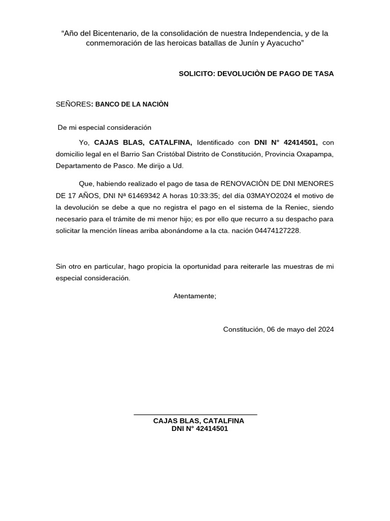 Carta de Devolucion de Documentos | PDF