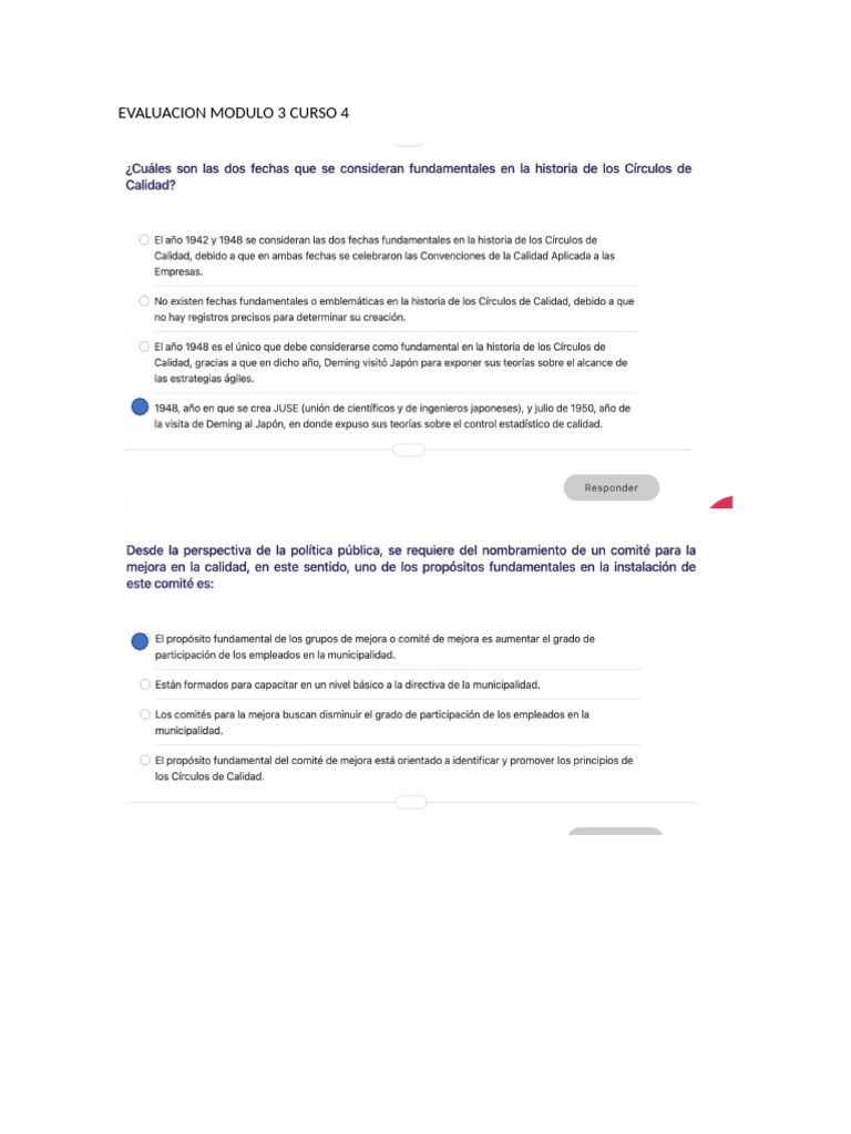 Evaluacion Modulo 3 Curso 4 | PDF