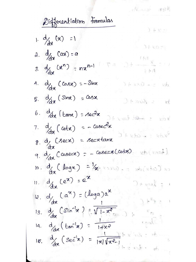 Important formula for differential and integral calculus | PDF