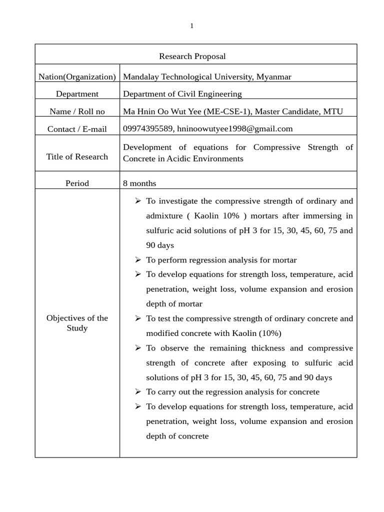 Thesis Proposal (6-6-2024 Confirmed) | PDF | Concrete | Building ...