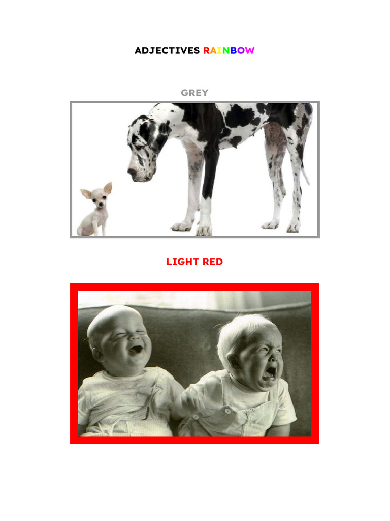 ADJECTIVES RAINBOW Comparative Children | PDF