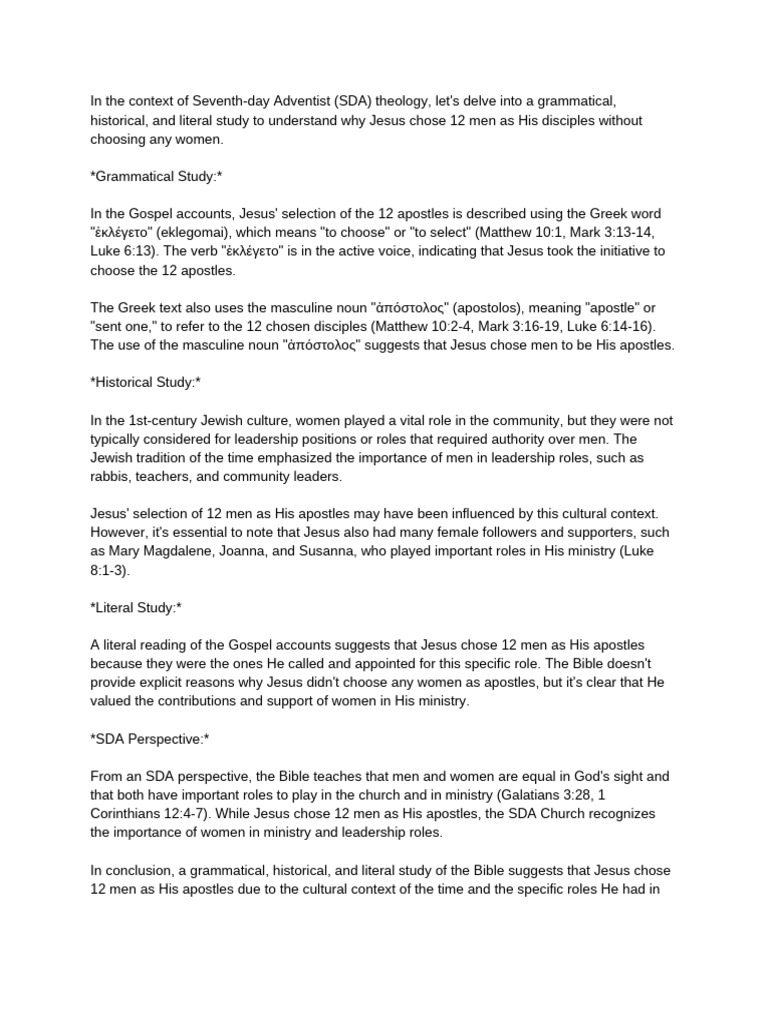 In The Context of Seventh-Day Adventist (SDA) Theology, Let's Delve ...