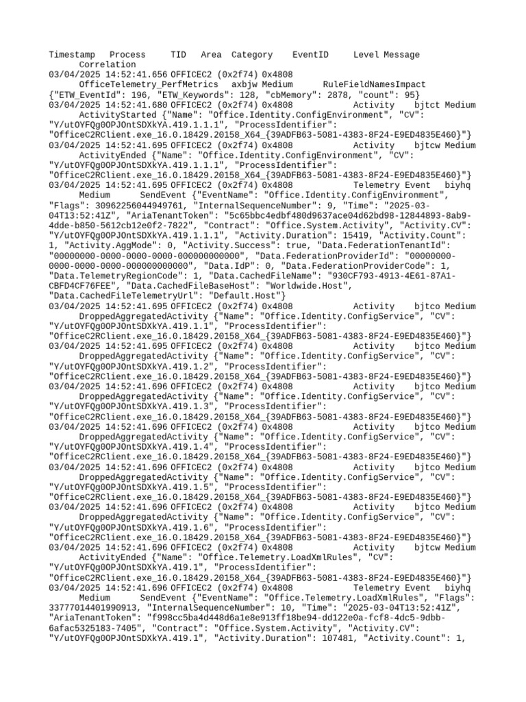 Office Telemetry Event Log Analysis | PDF | Computing | Software