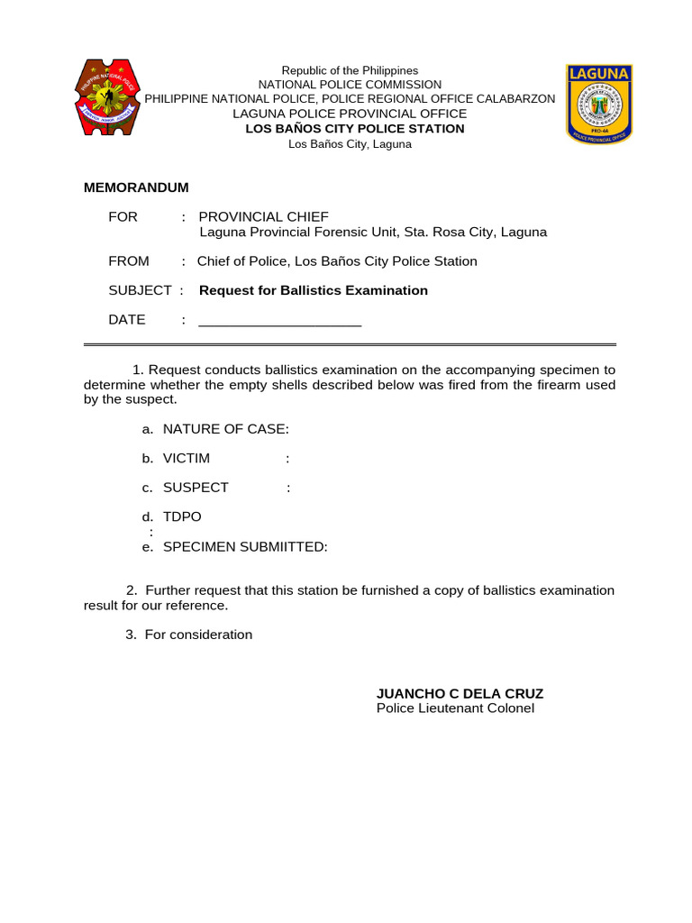 Letter Request Format II | PDF | Fingerprint | Forensic Science