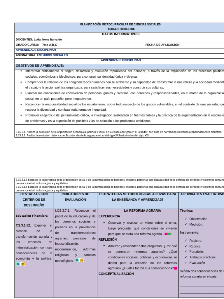 7mo - Eess Tercer Planifi | PDF | Dictadura | Migración humana