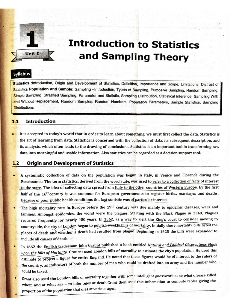 statistics Unit 1 | PDF