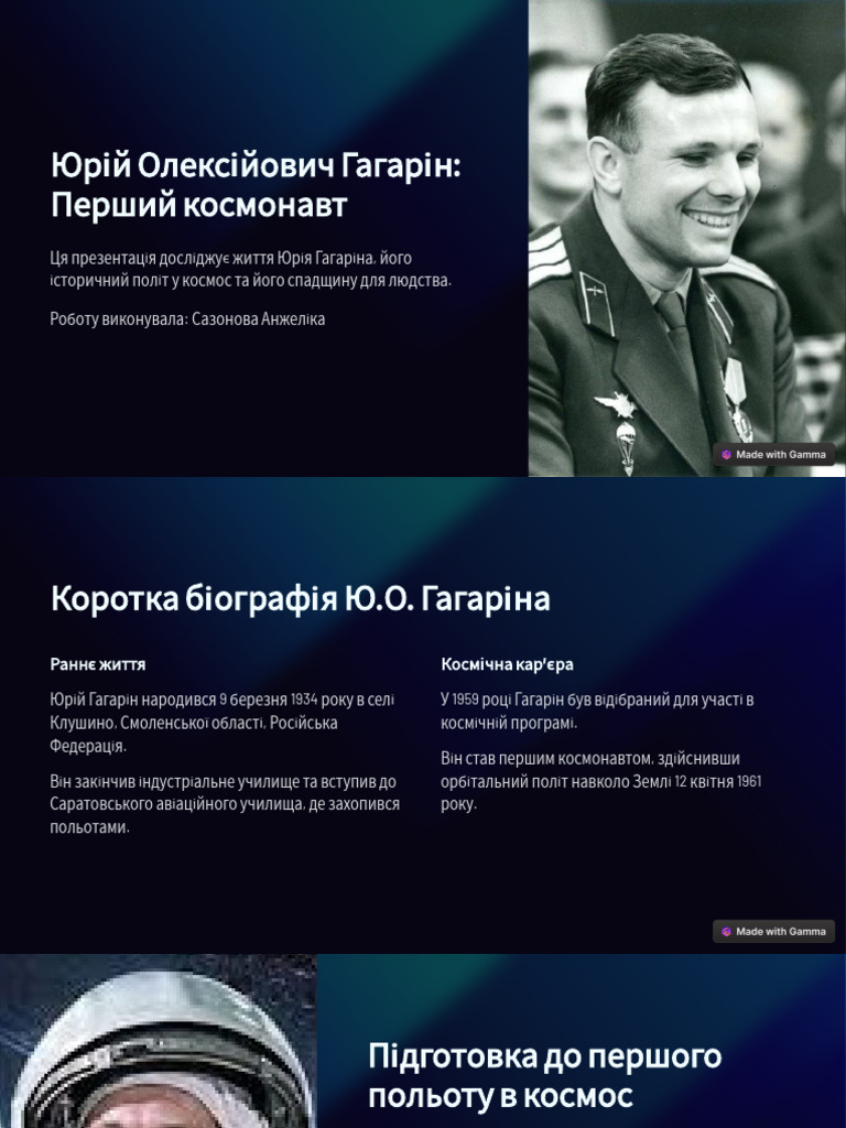 Yurij Oleksijovich Gagarin Pershij Kosmonavt | PDF