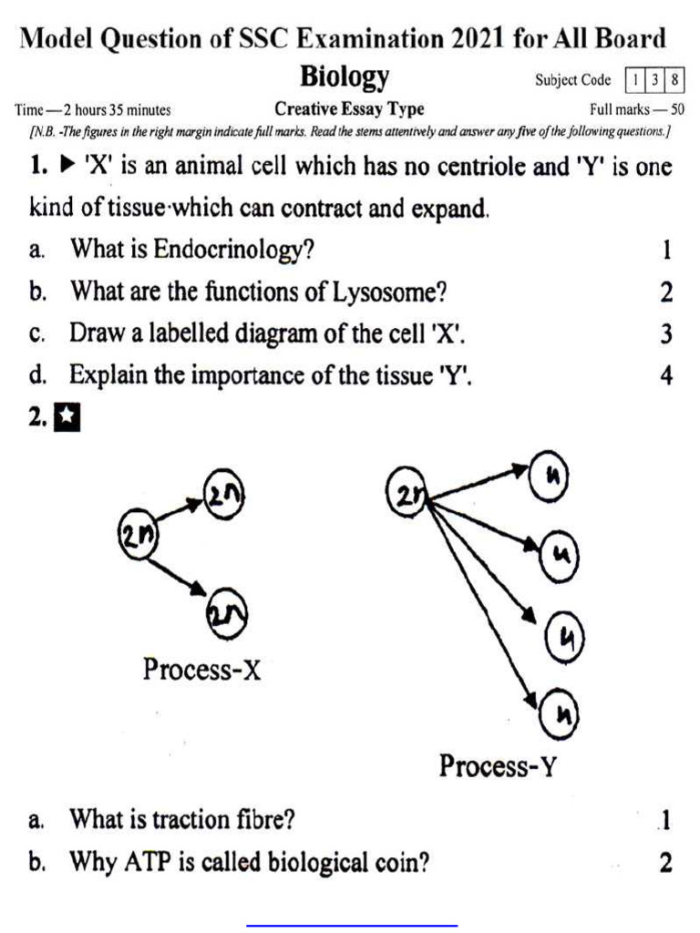 Ev SSC Biology Suggestion Question 2021 6 | PDF