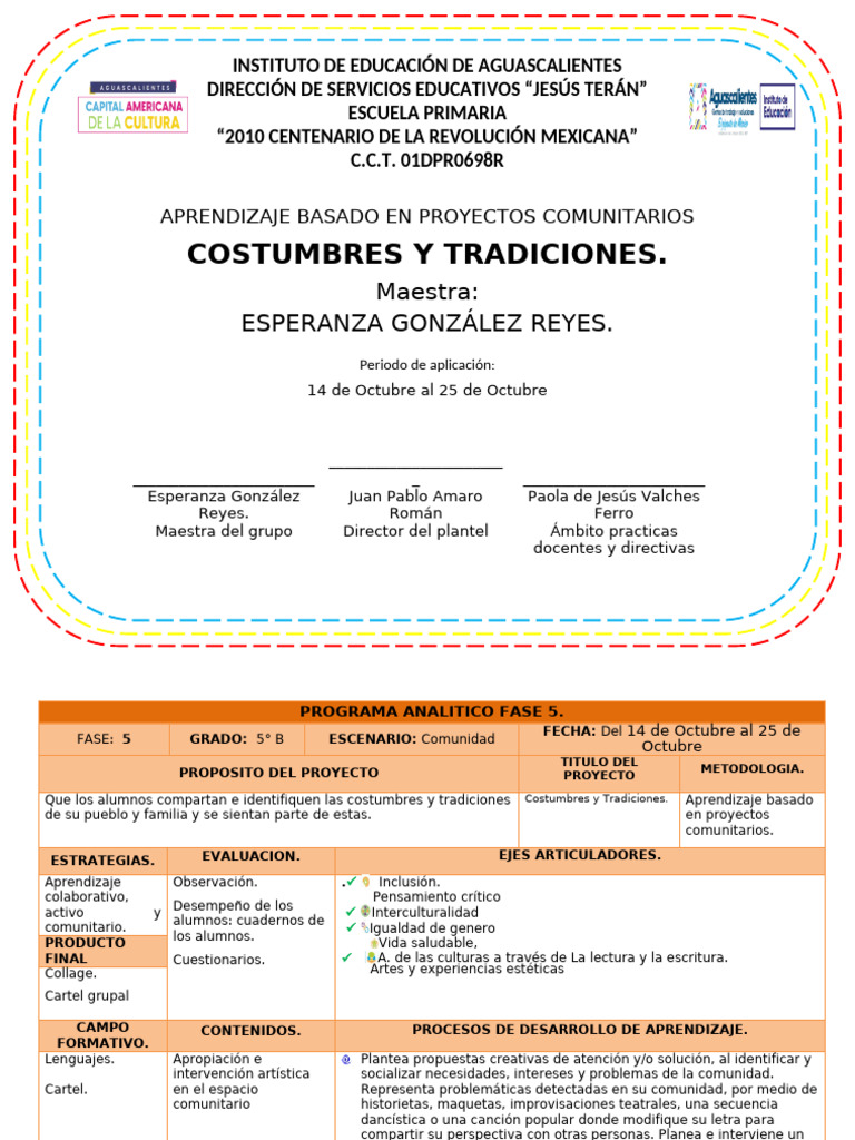 Costumbres y Tradiciones en la Escuela | PDF | Américas | Tradiciones