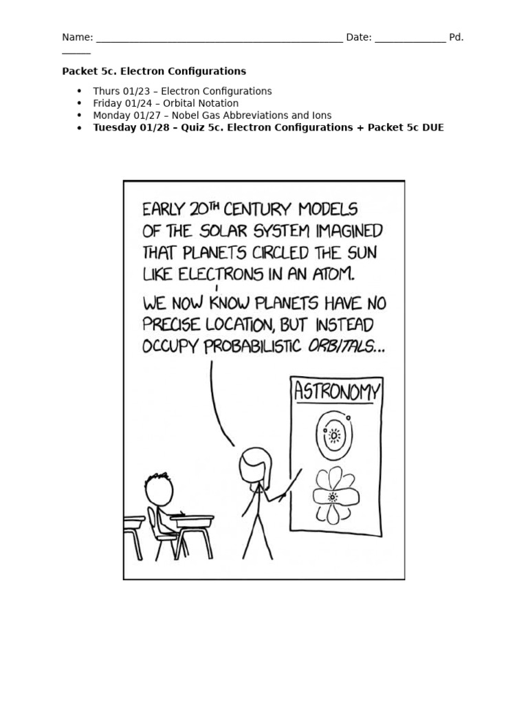 Packet 5c Electron Configurations | PDF | Electron Configuration ...