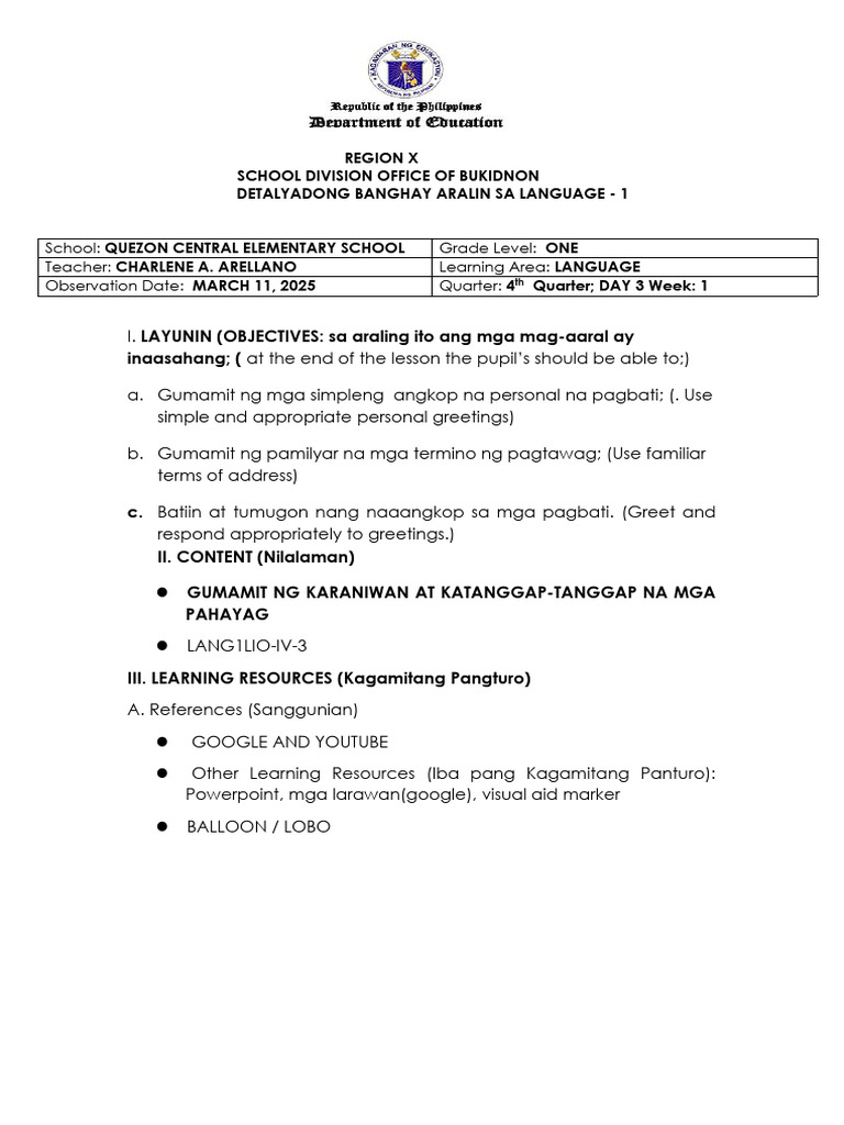 Final Detailed Lesson Plan 2025 | PDF