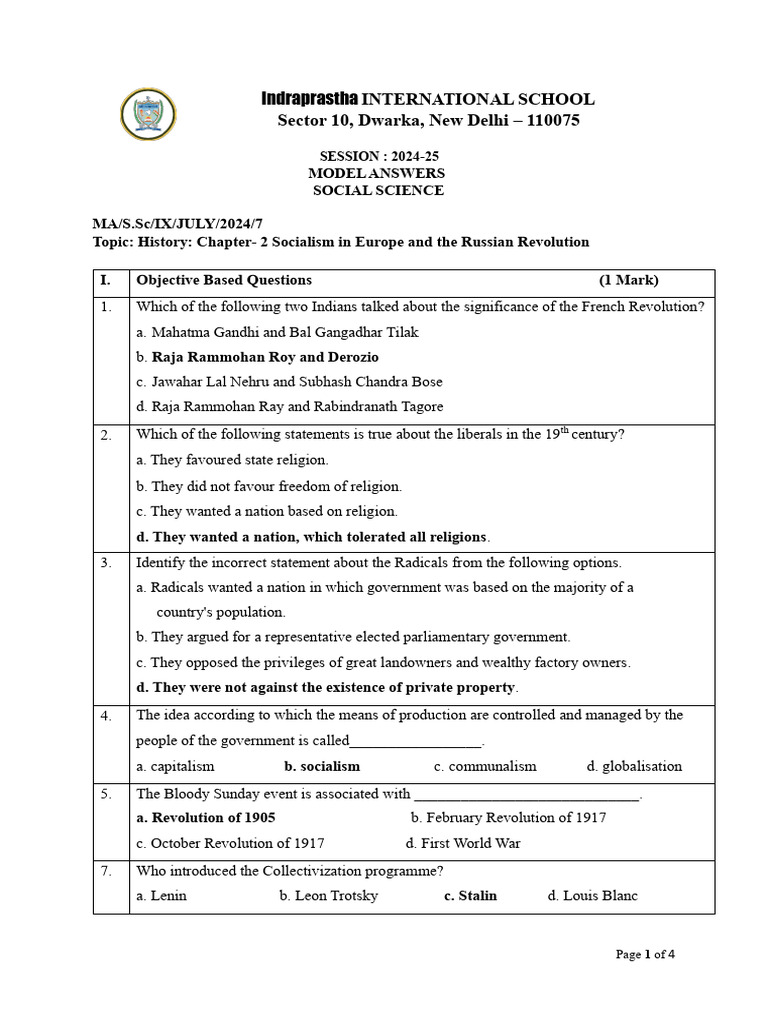 Class 9 History Ch 2 Q&A: Socialism & Revolution | PDF | Socialism ...