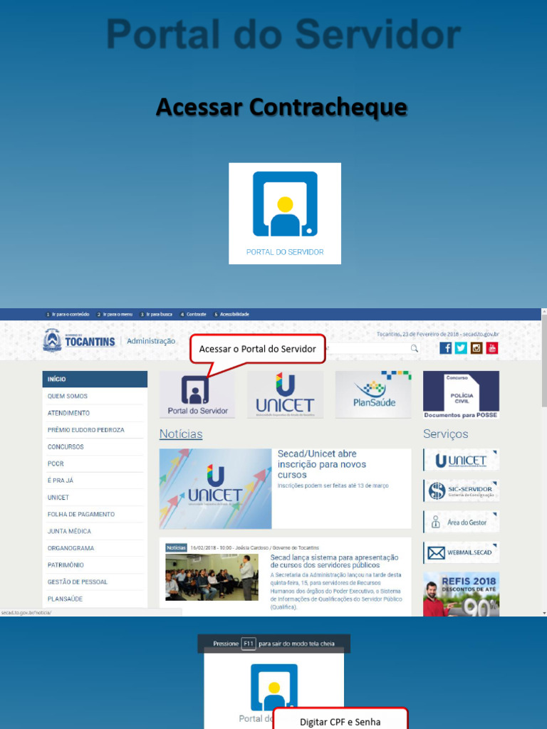 Acessar Contracheque - Portal Do Servidor | PDF