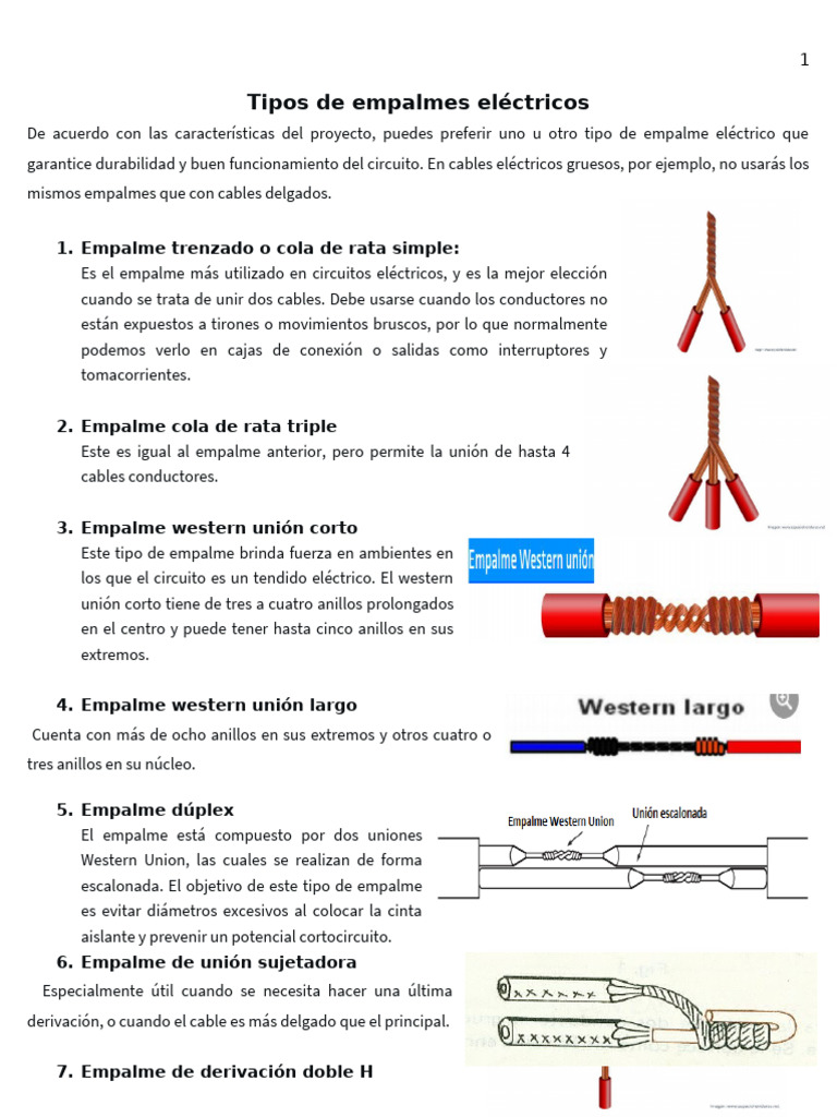 Tipos de Empalmes Eléctricos | PDF | Aislador (Electricidad ...