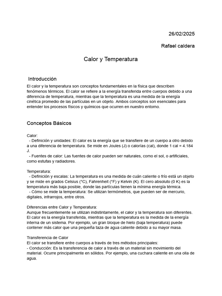 Calor y Temperatura | PDF | Temperatura | Calor