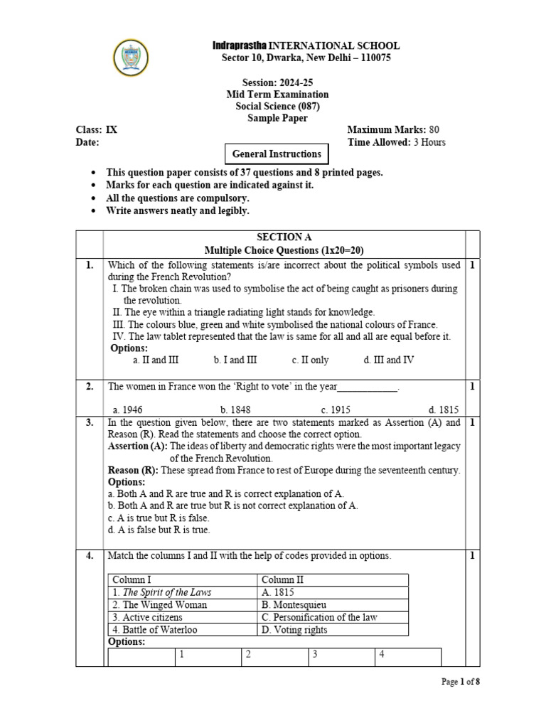 Class Ix Social Science Sample Paper | PDF | Himalayas | Jawaharlal Nehru