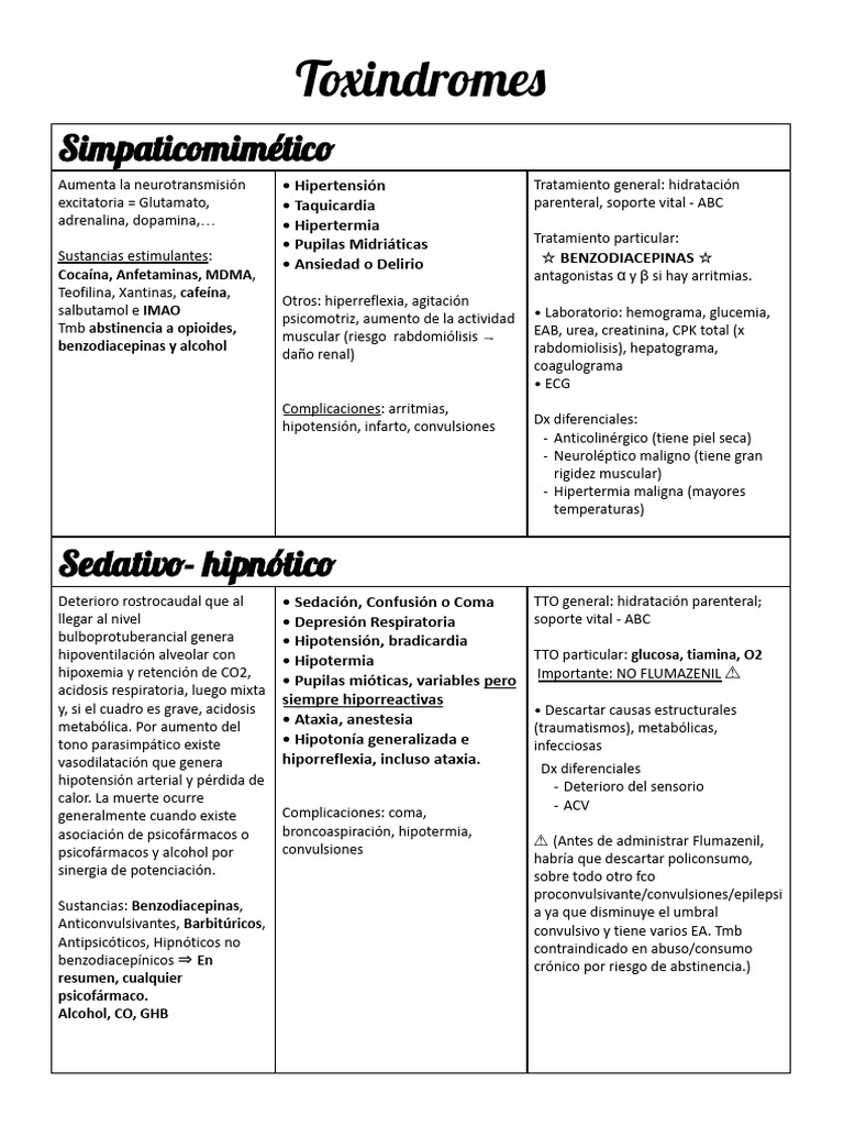 Toxindromes: Diagnóstico y Tratamiento | PDF | Antipsicótico ...