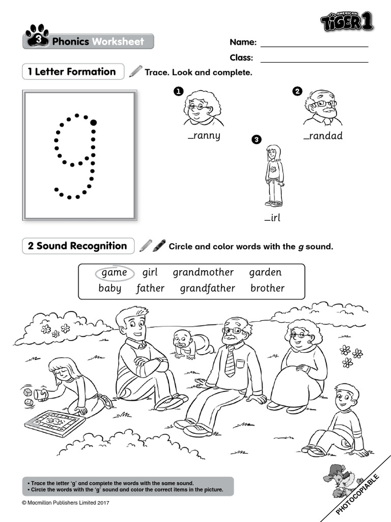 Phonics Worksheet: Letter 'G' Activities | PDF