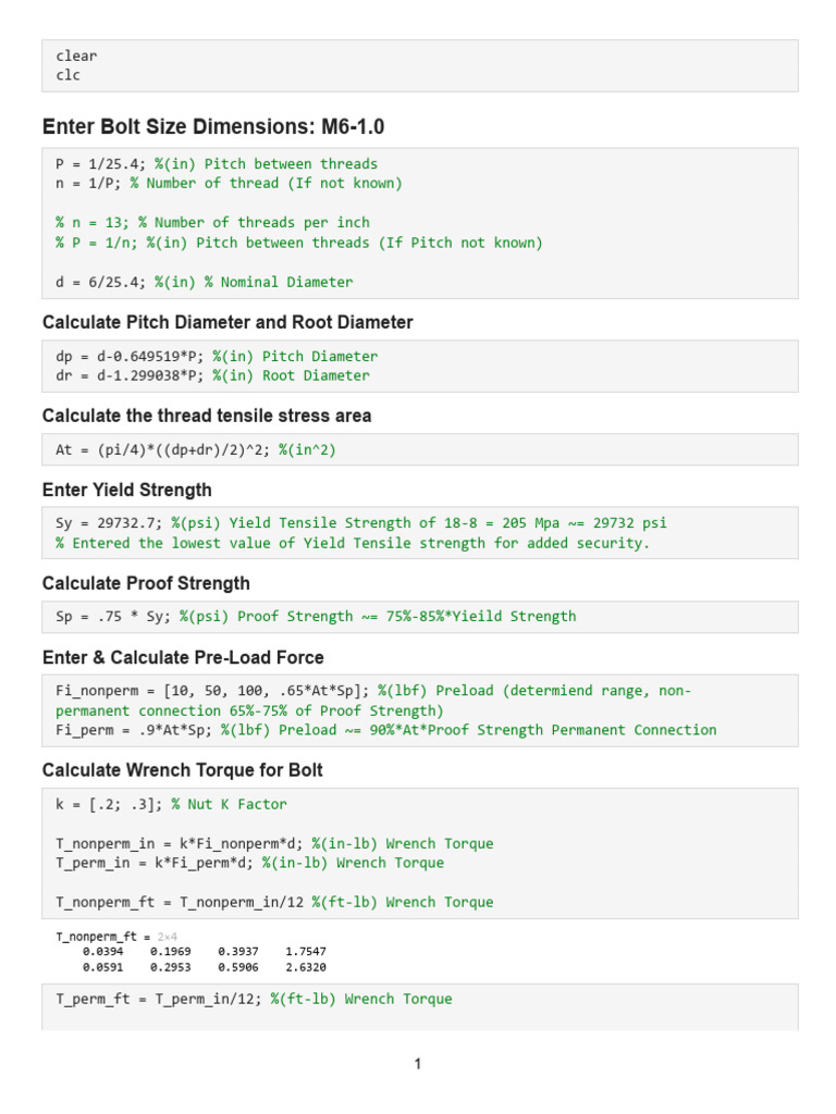 M6 Bolt Torque Calculation Guide | PDF