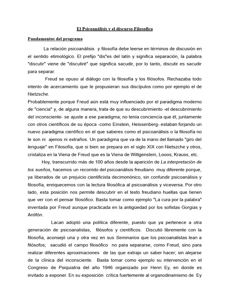 Psicoanálisis y Filosofía: Diálogo Crítico | PDF | Jacques Lacan ...