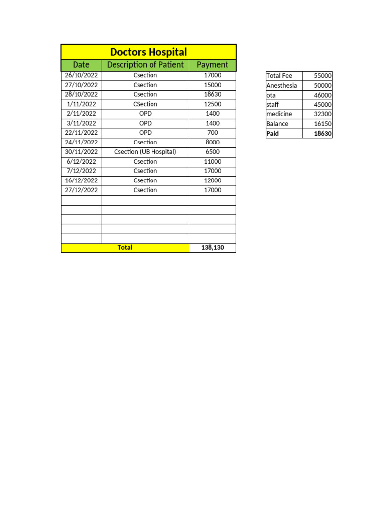 C-Section Payment Summary 2022 | PDF