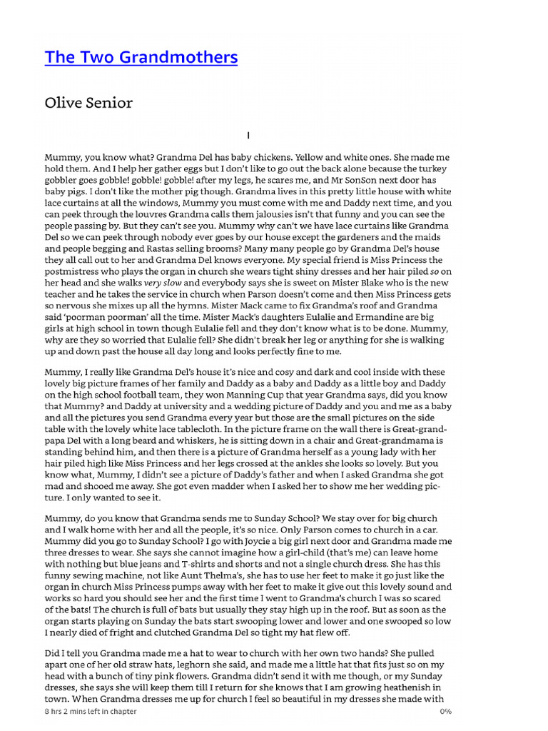 The Two Grandmothers by Olive Senior | PDF
