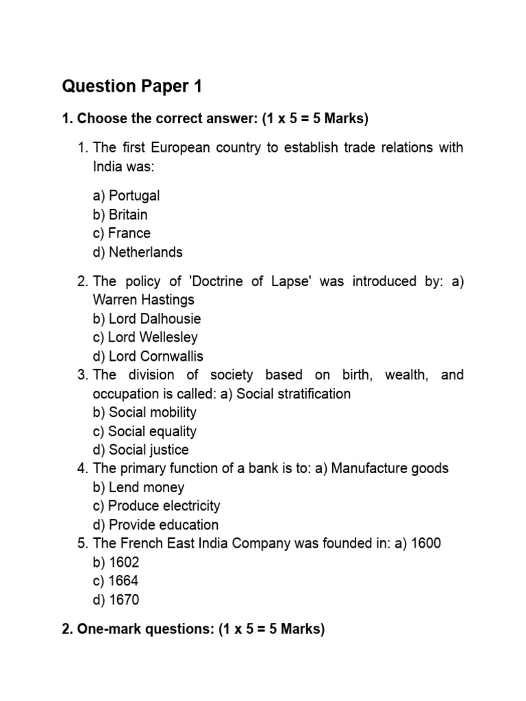 SOCIAL SCIENCE QUESTION Paper | PDF | Economies