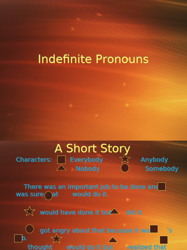 Indefinite Pronouns in a Short Story | PDF