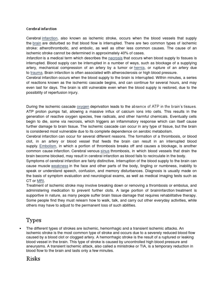 An Overview of Cerebral Infarction: Causes, Symptoms, Diagnosis and ...
