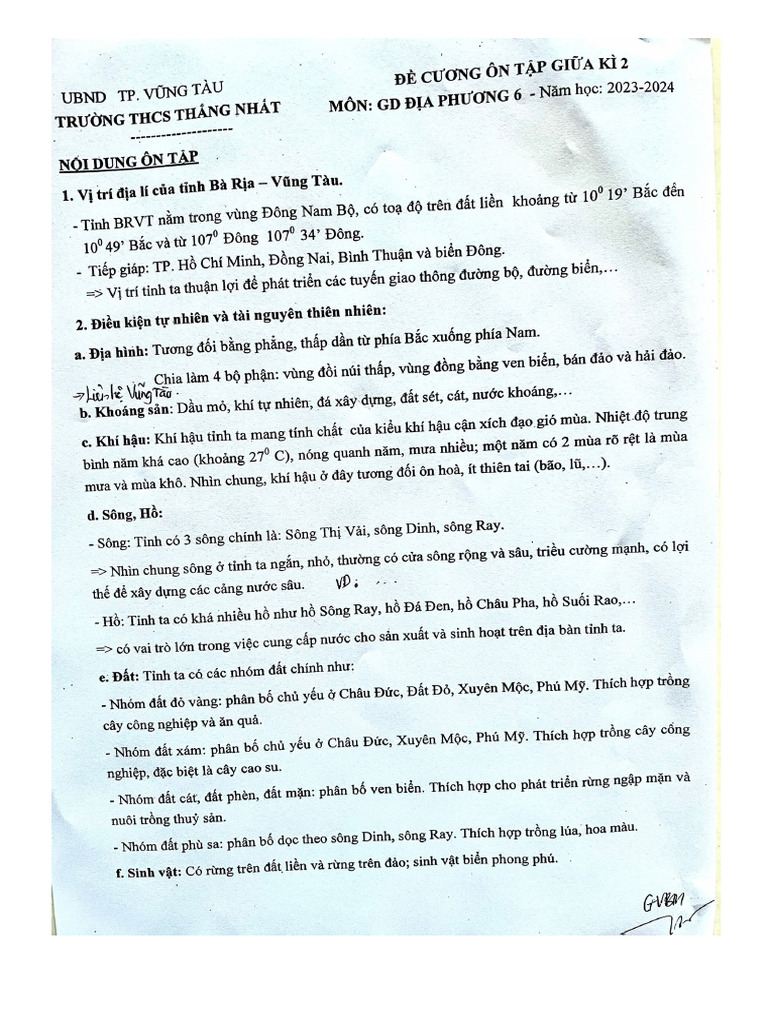 De Cuong Giua Ki 2 - GDDP | PDF