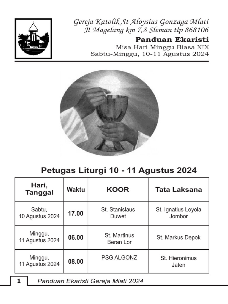 2024 08 - 11 B Teks Misa Minggu XIX - Rev | PDF