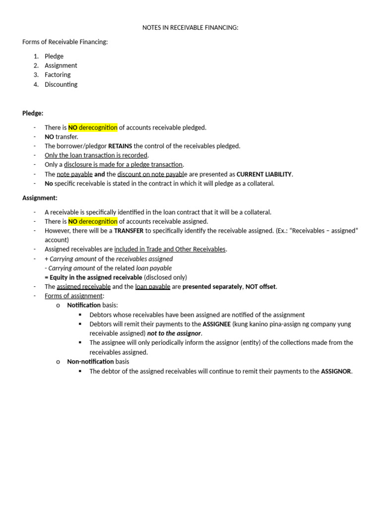 Receivable Financing Methods Explained | PDF