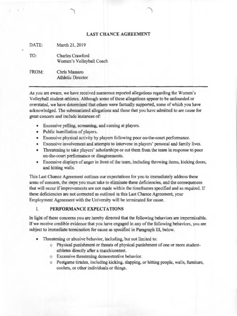 Crawford - Last Chance Agreement | PDF