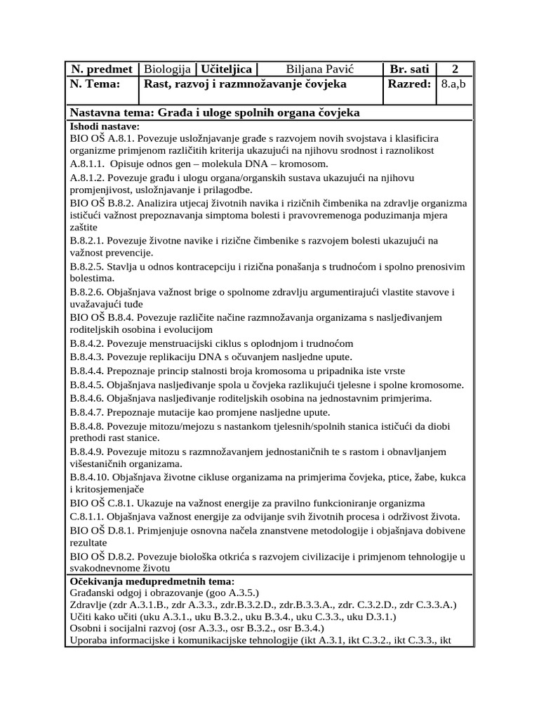 Rast Razvoj I Razmnozavanje Čovjeka ViP | PDF
