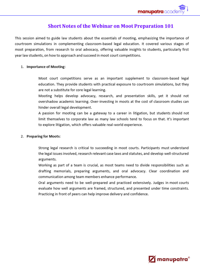 Moot Preparation Essentials for Law Students | PDF | Trials | Judiciaries