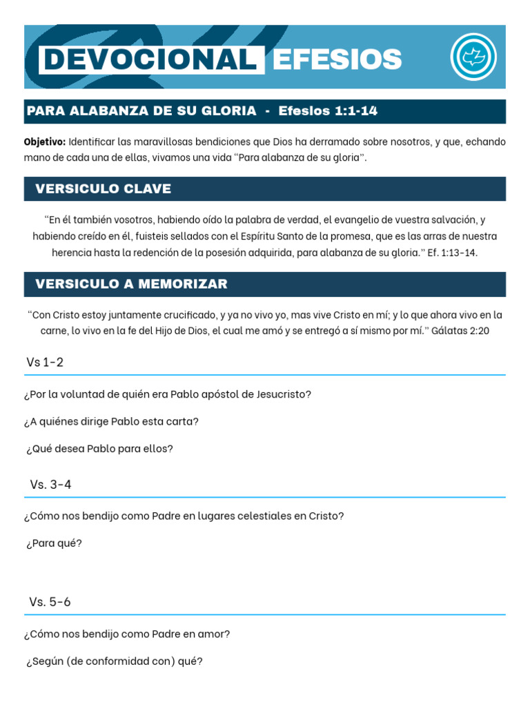 DEVO EFESIOS 1, 1 Al 14 | PDF