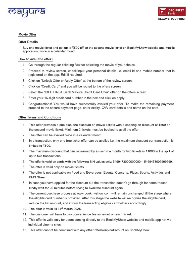 Movie-Offer | PDF | Credit Card | Payments