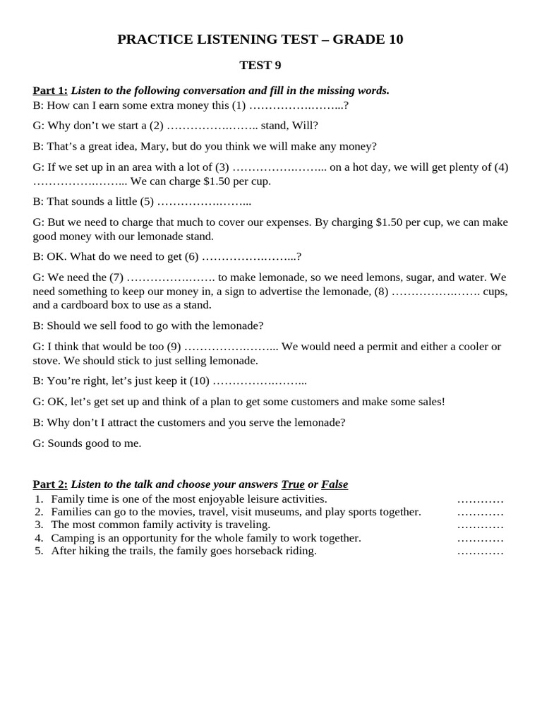 Practice Test 9 | PDF