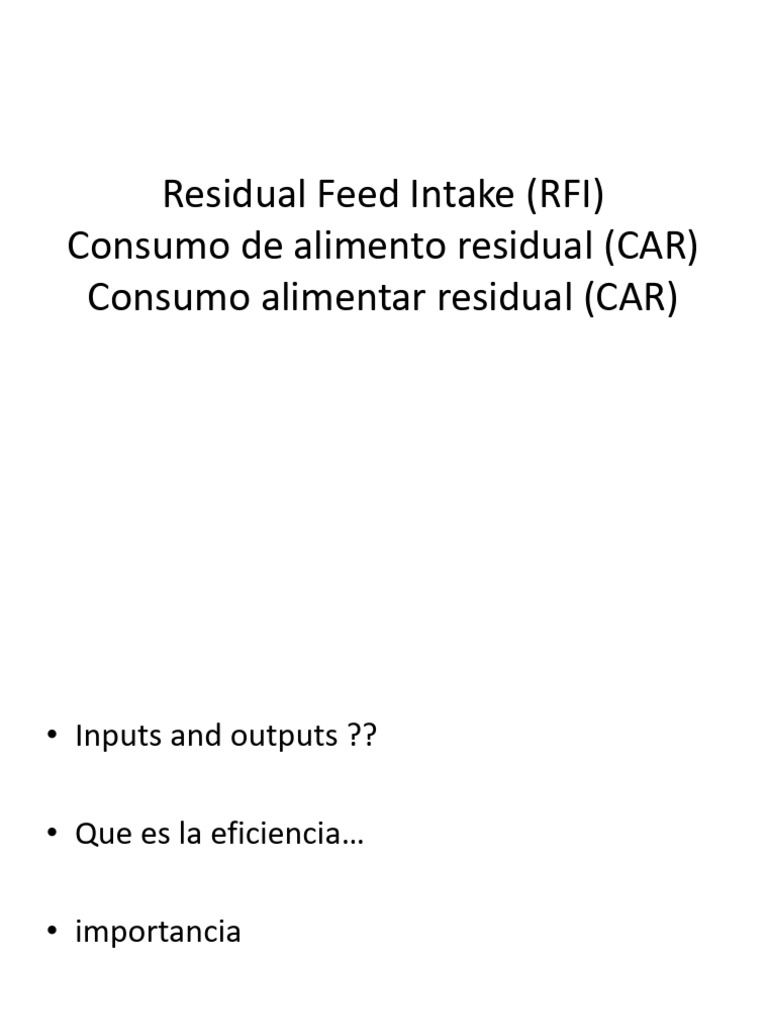 Clase 3 Residual Feed Intake (RFI) (1) | PDF | Alimentos | Metabolismo