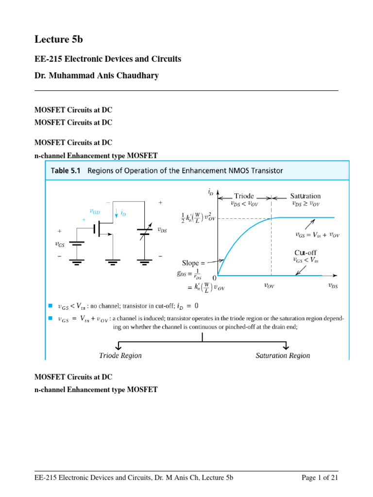 MOSFET Operation: Triode vs. Saturation | PDF | Mosfet | Field Effect ...