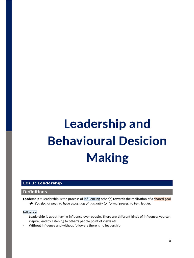 Leadership & decision making | PDF | Leadership | Extraversion And Introversion