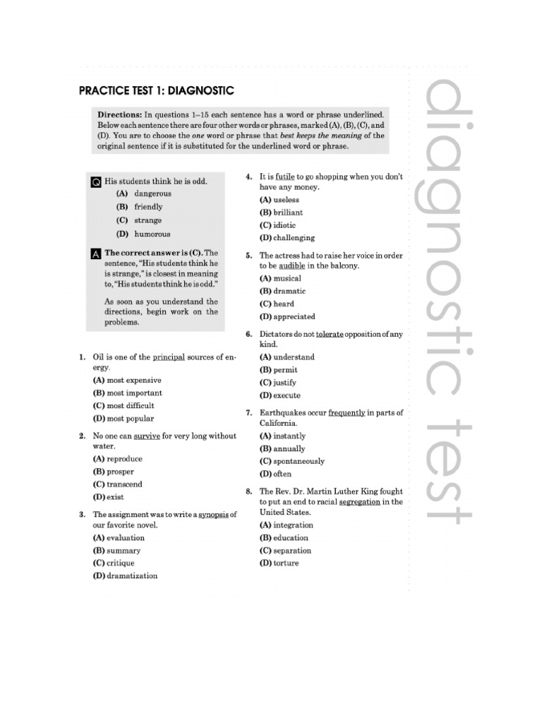 Vocabulary Exercise 1 | PDF