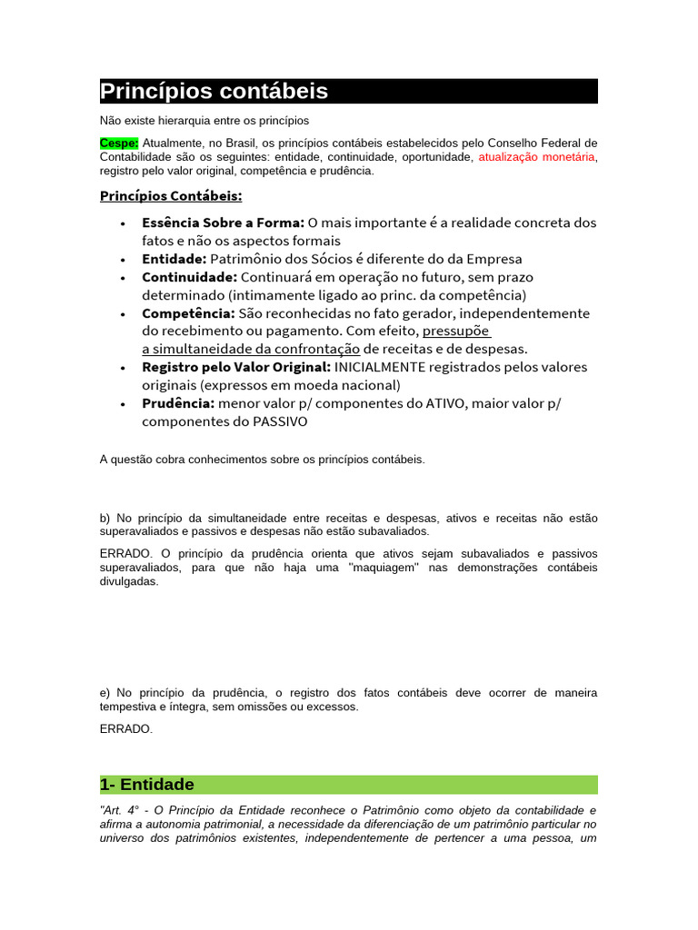 7 Princípios da Contabilidade Brasileira | PDF | Contabilidade | Business