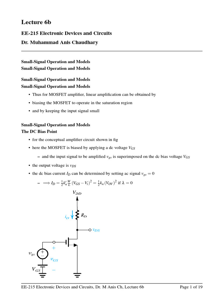Lecture6b Articlebeamer | PDF | Amplifier | Field Effect Transistor
