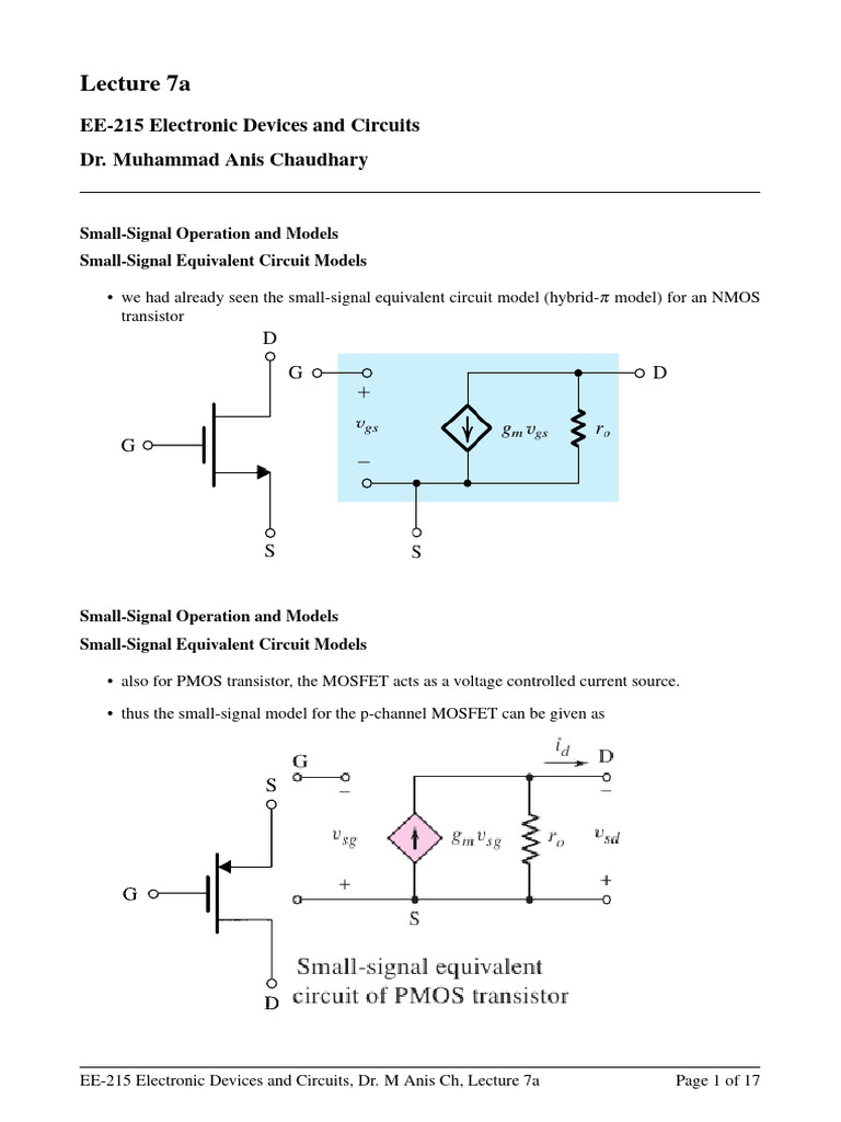 lecture7a_articleBeamer | PDF | Amplifier | Mosfet