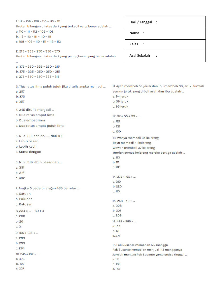uas mtk semester 1 | PDF