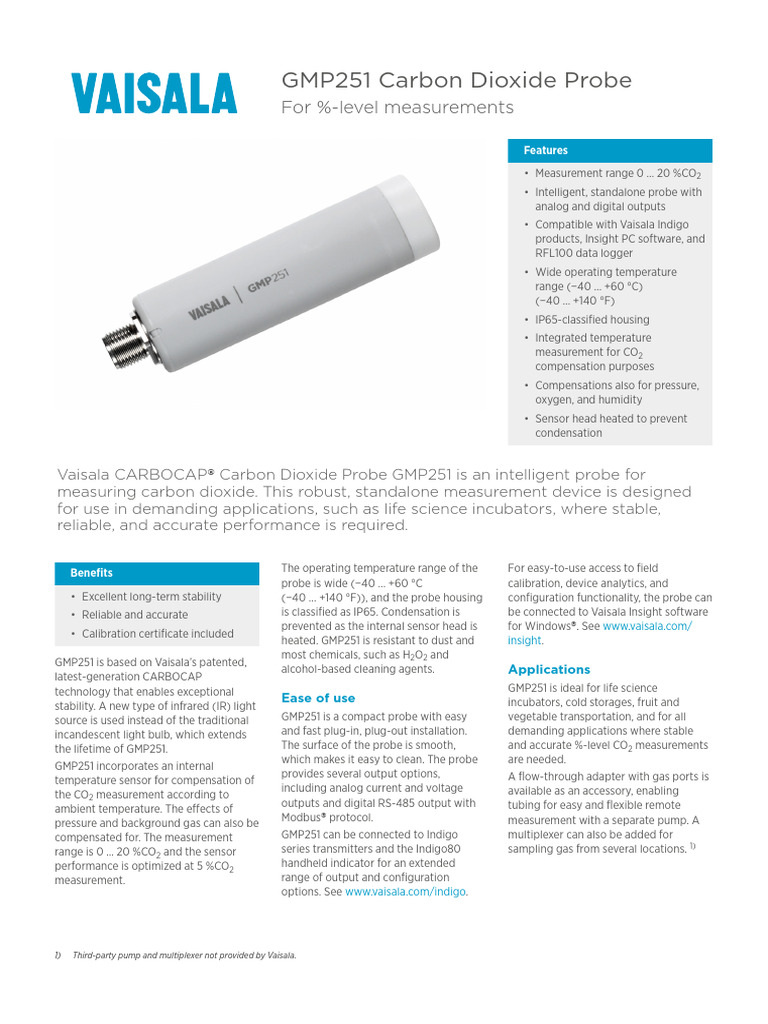 GMP251 Datasheet B211487EN L | PDF | Sensor | Carbon Dioxide