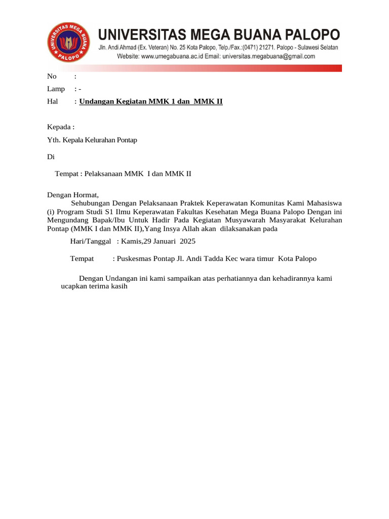 Undangan Menghadiri MMK | PDF