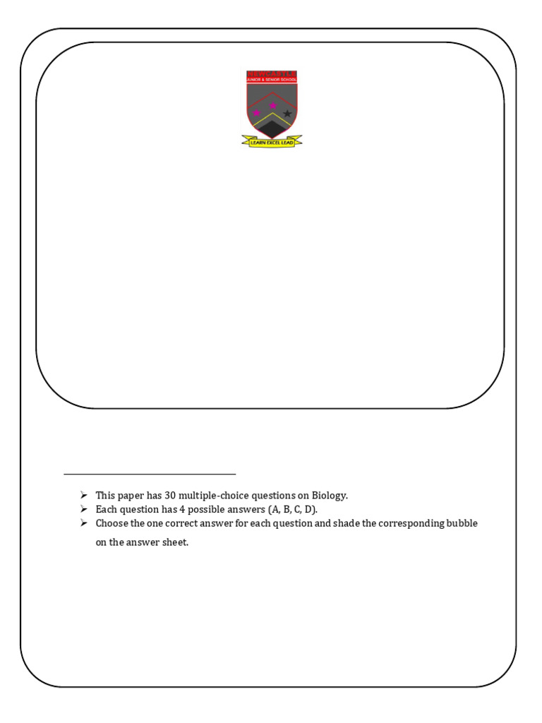 Form 4 Combined Science Paper 1 | PDF | Cell (Biology) | Photosynthesis