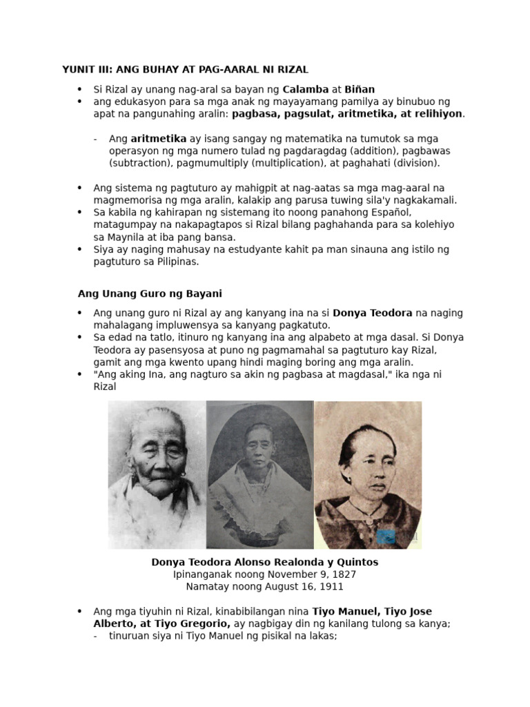 Ang Buhay at Pagaaral Ni Rizal WR Draft | PDF